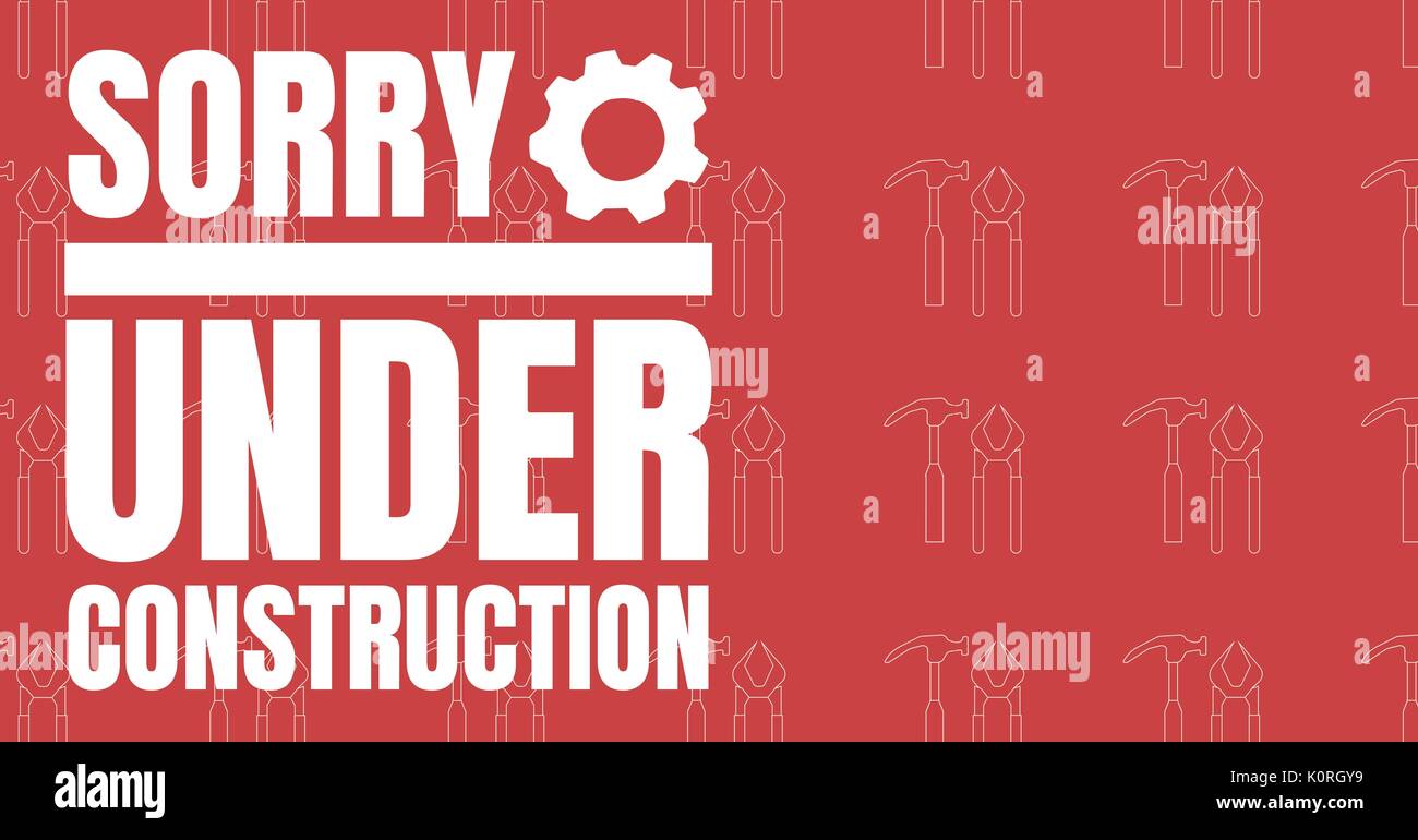 Digital composite of Under construction text against red background ...