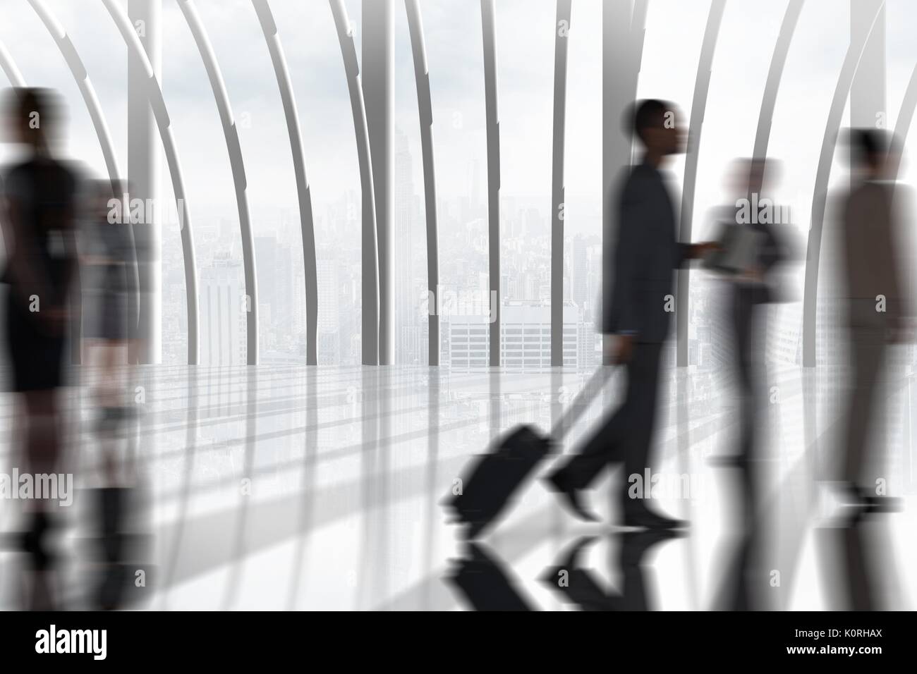Digital composite of Business people silhouettes against building Stock ...