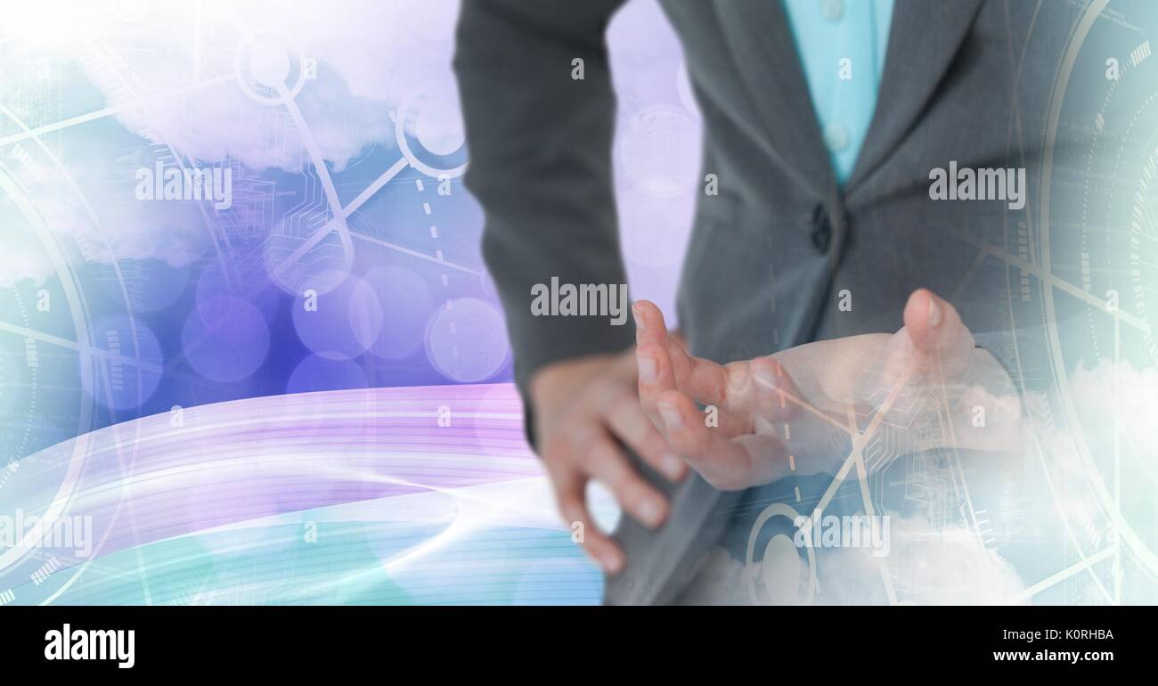 Digital composite of Hands touching and interacting with transition ...
