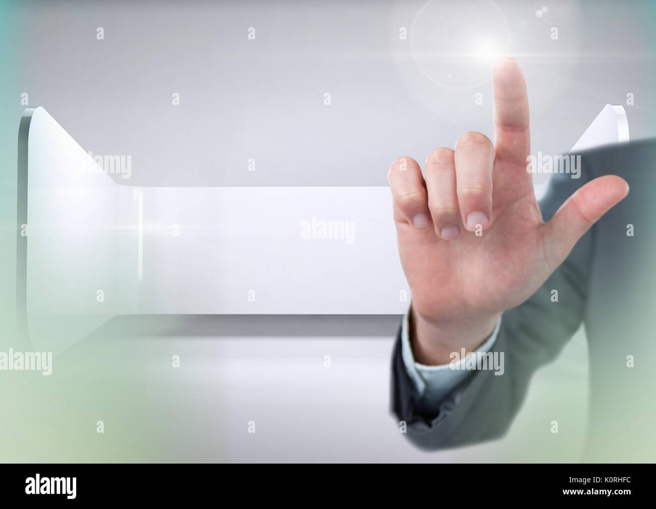 Digital composite of Hand touching and interacting with transition ...