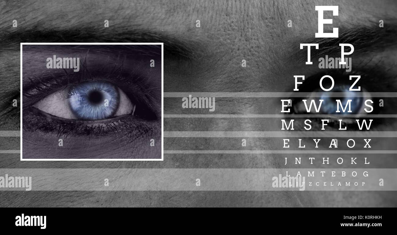 Digital composite of eye focus box detail and lines and Eye test ...