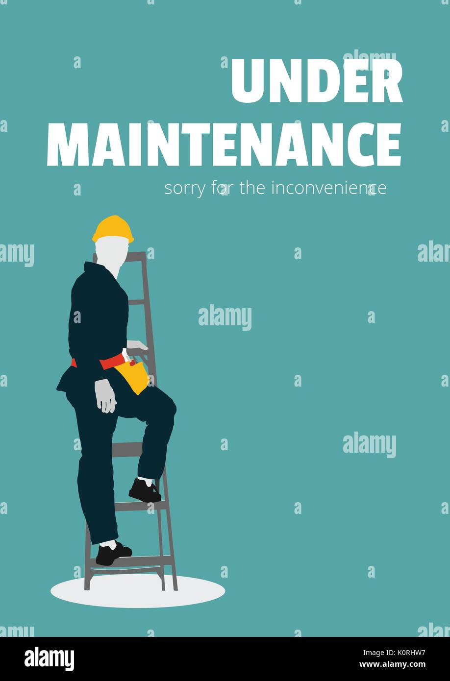 Digital composite of Under maintenance text with worker man ...