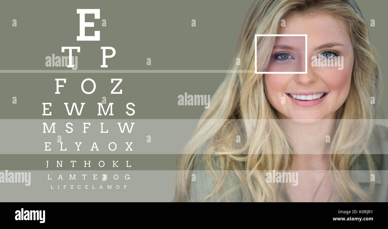 Digital composite of Woman with eye focus box detail and lines and Eye ...