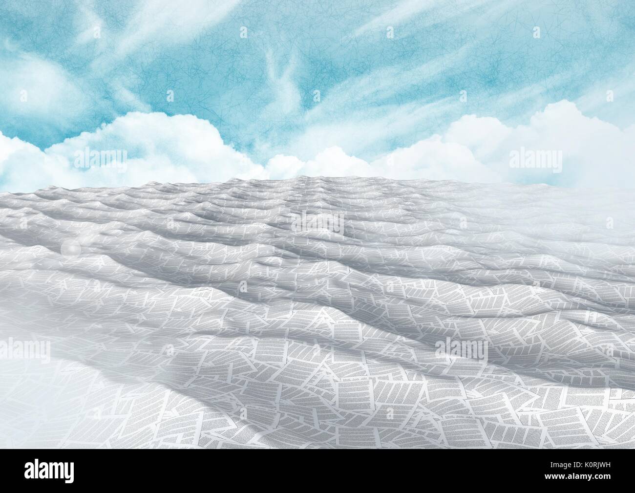 Digital composite of sea of documents under blue sky Stock Photo - Alamy