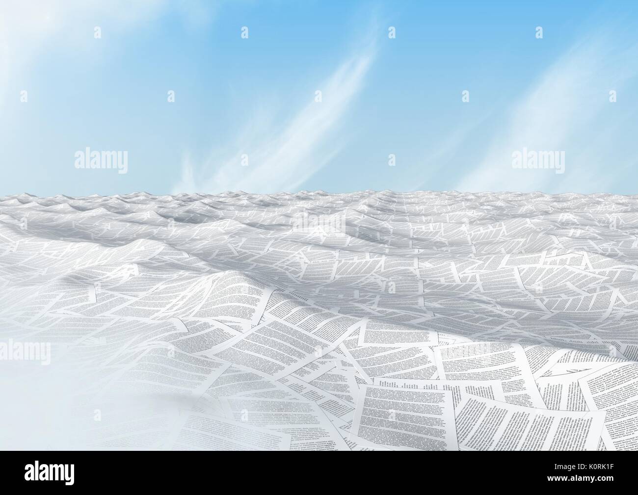 Digital composite of sea of documents under blue sky Stock Photo - Alamy