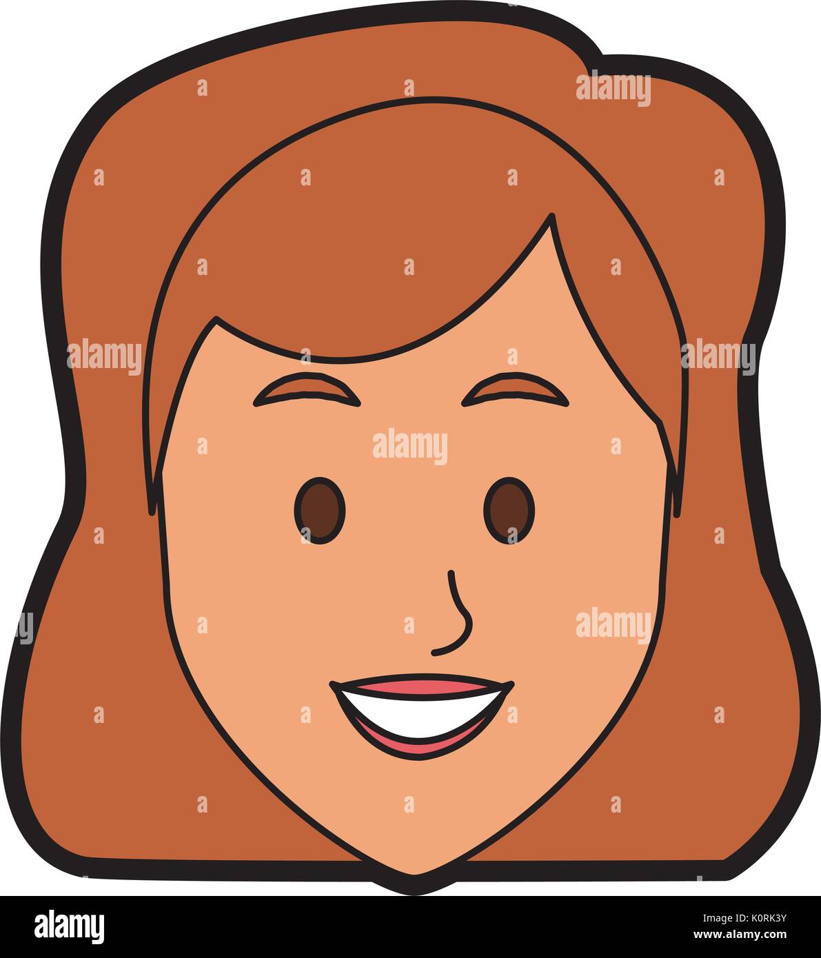 woman face smile expression cartoon character on white background Stock ...