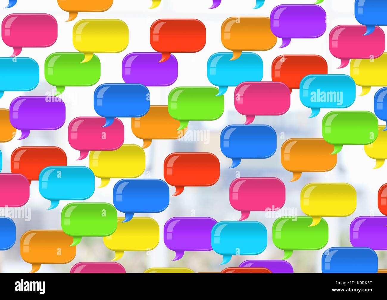 Digital composite of Group of Shiny chat bubbles floating in room Stock ...