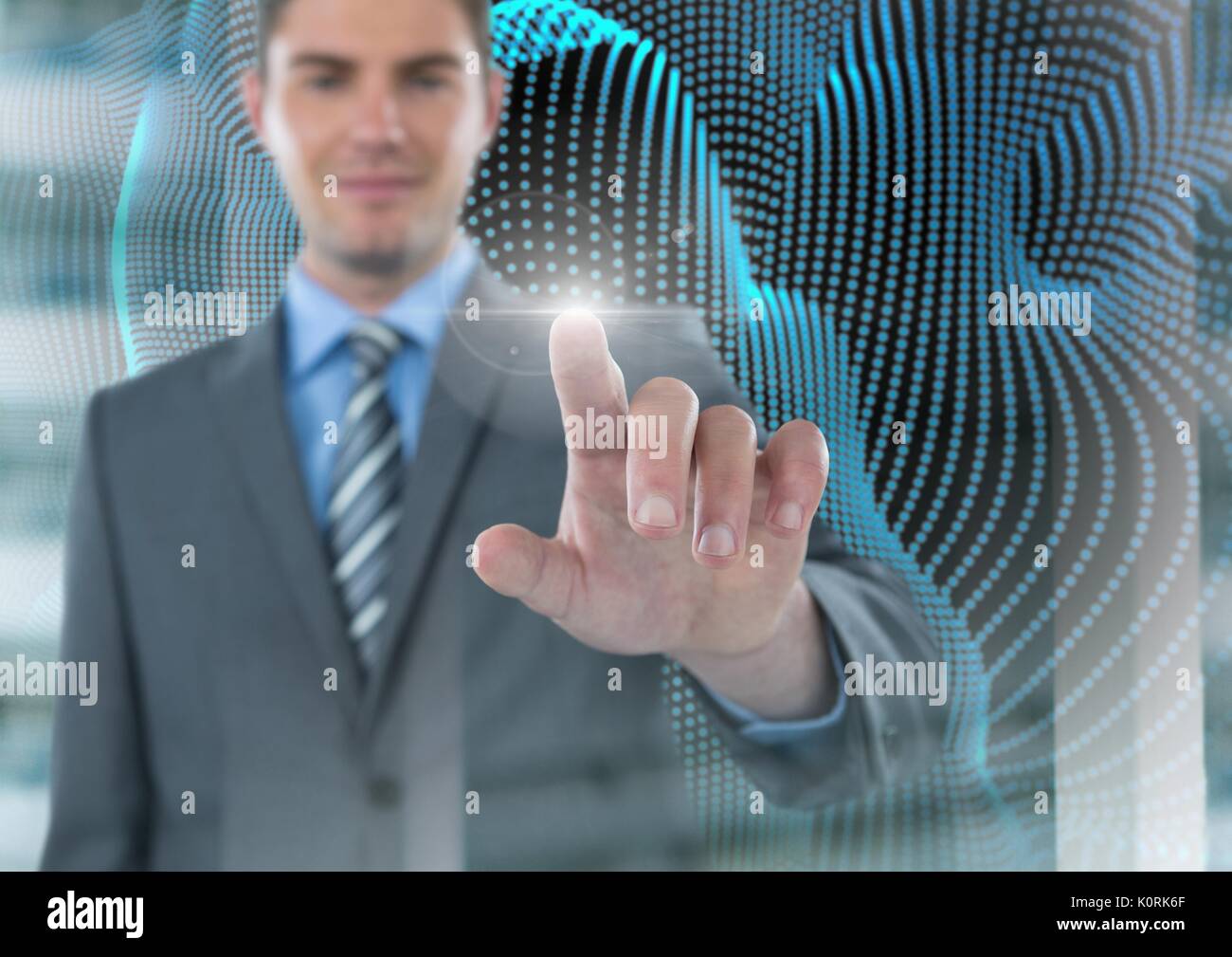 Digital composite of Man touching and interacting with transition ...