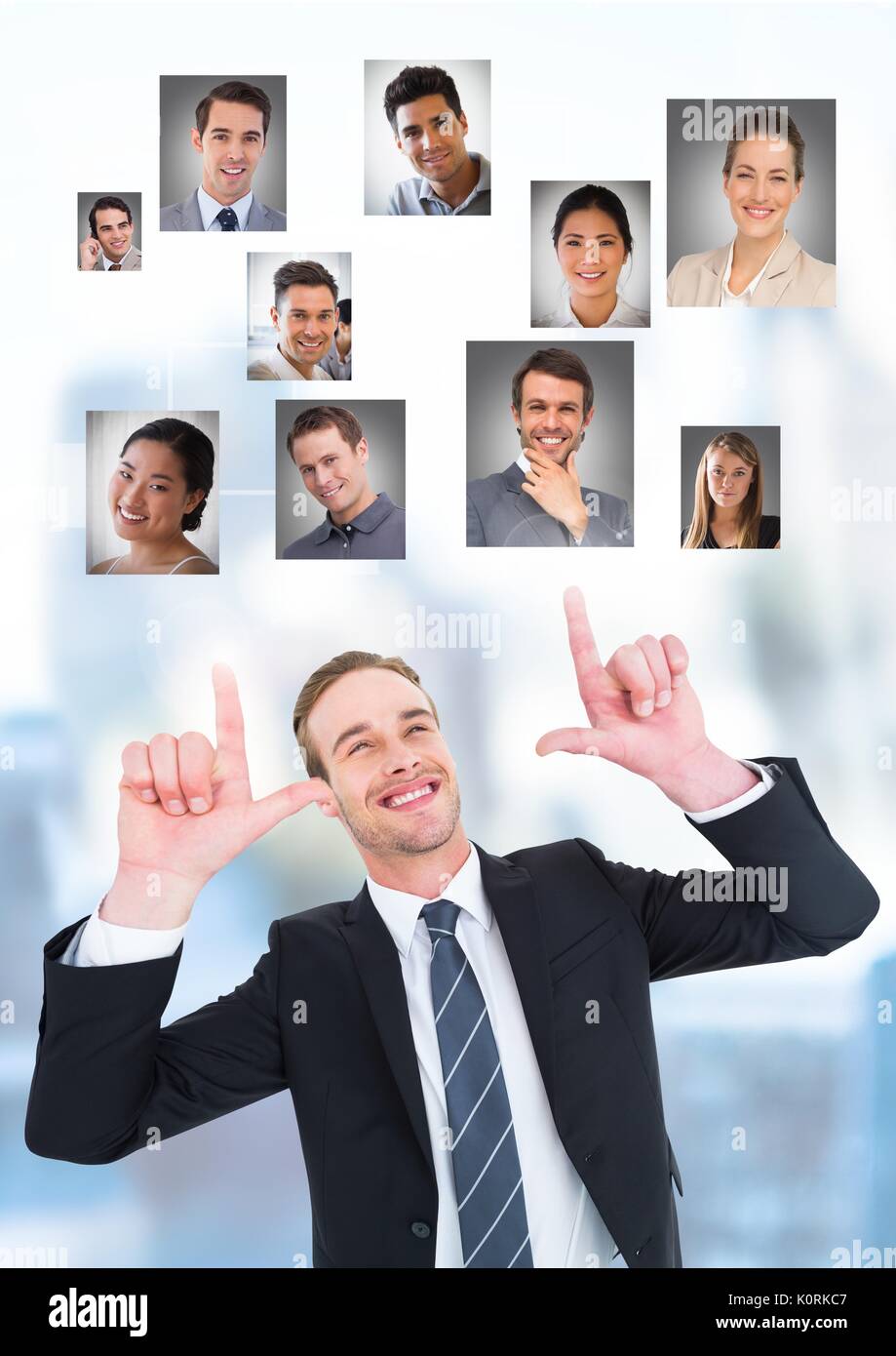 Digital composite of Businessman interacting and choosing a person from ...