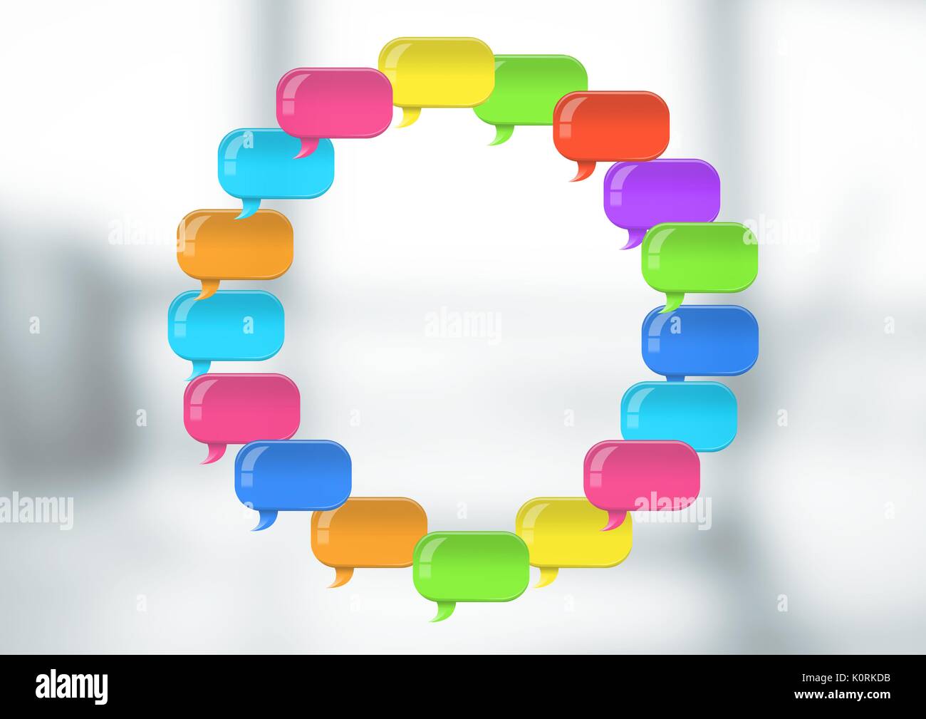 Digital composite of Group of Shiny chat bubbles floating in room Stock ...
