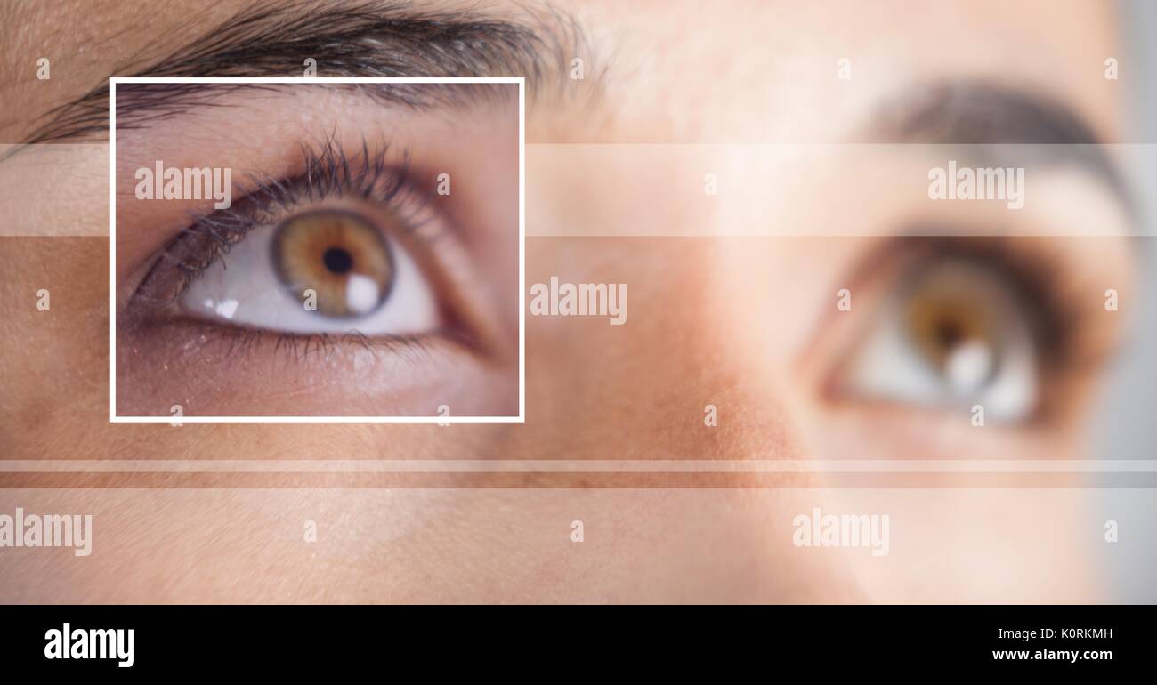 Digital composite of woman with eye focus box detail and lines Stock ...