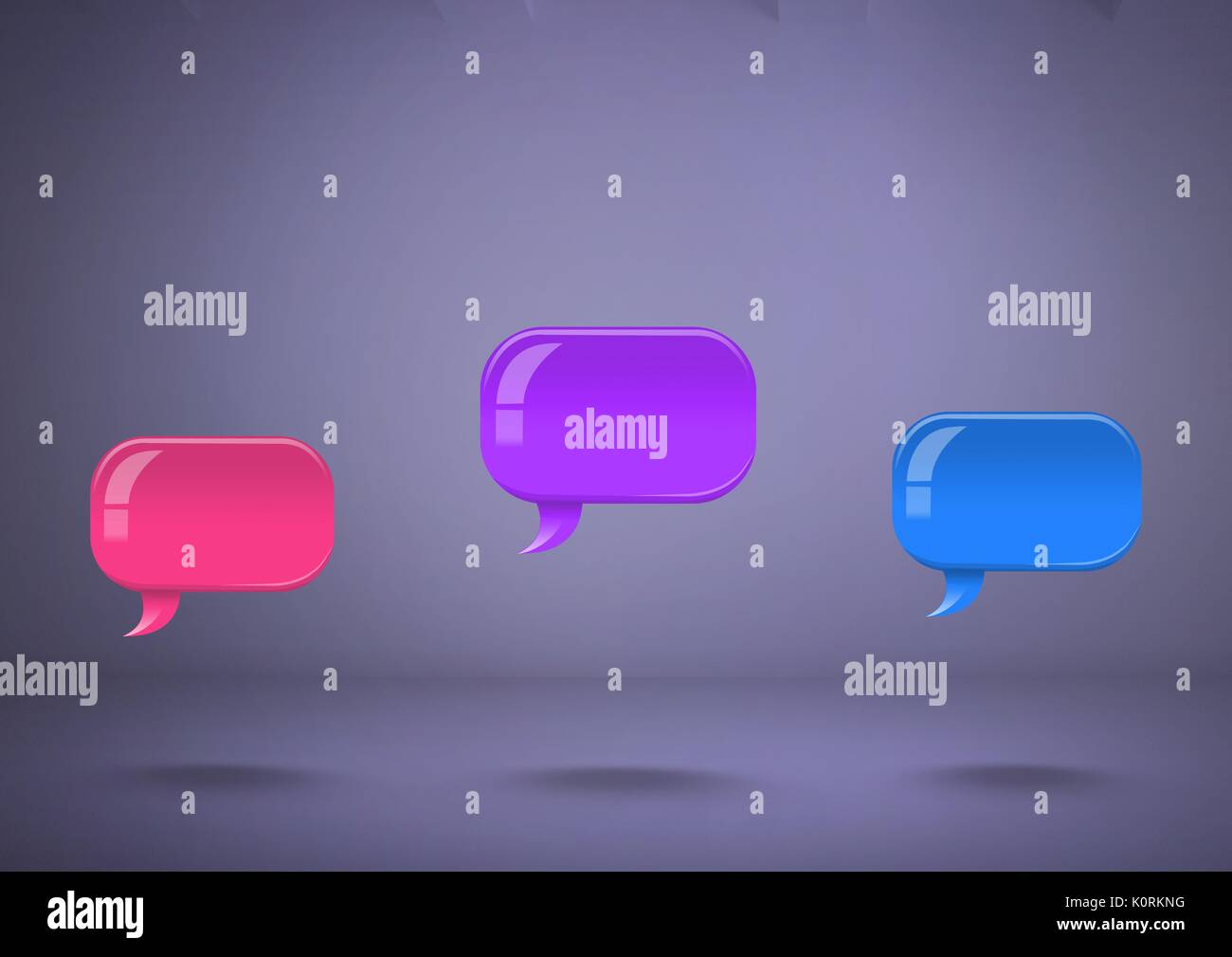Digital composite of Group of Shiny chat bubbles floating in room Stock ...