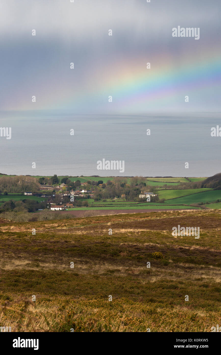 Storm clouds and a rainbow over the Bristol Channel. Picture taken from ...