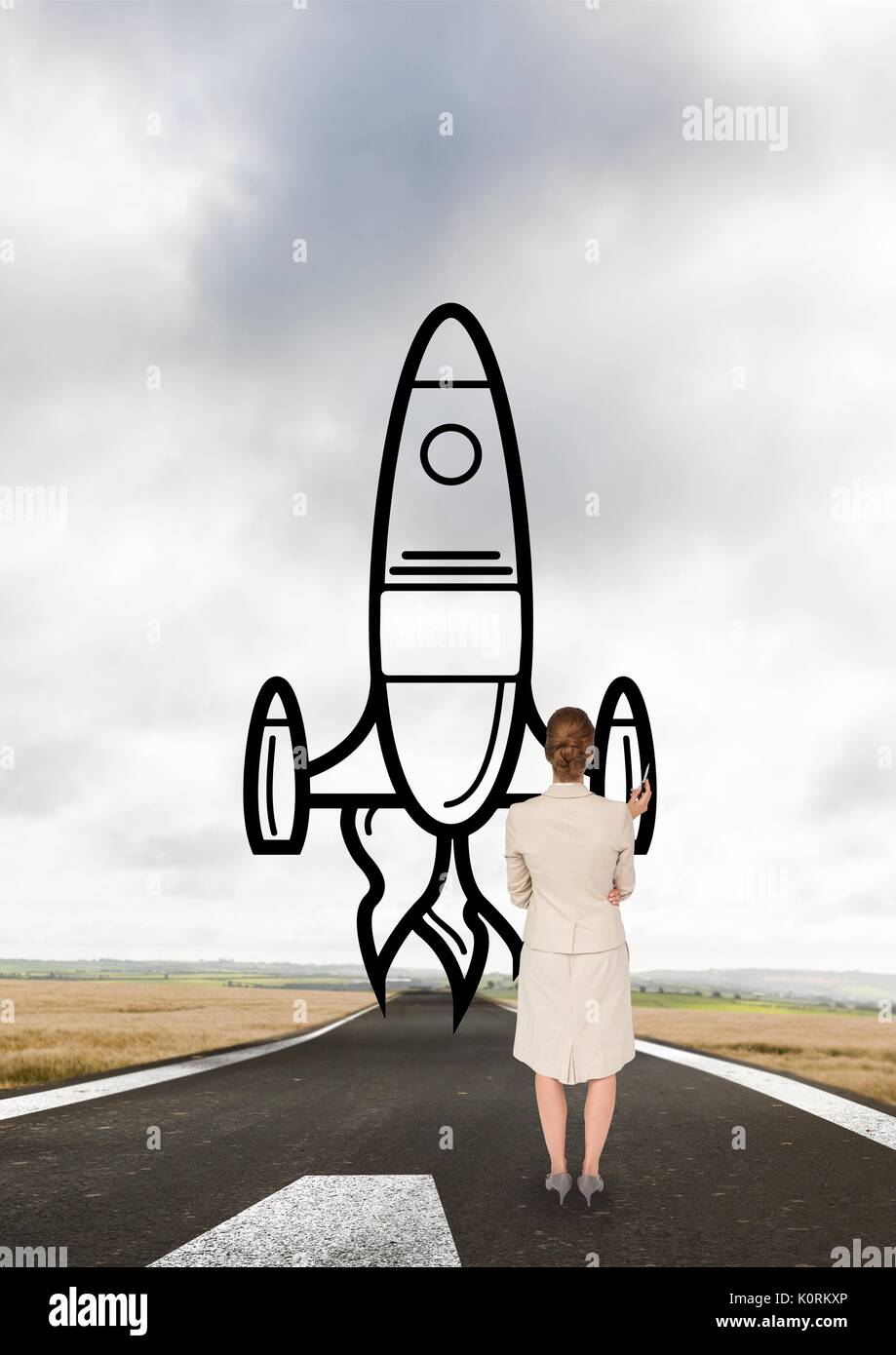 Rocket cartoon woman hi-res stock photography and images - Alamy