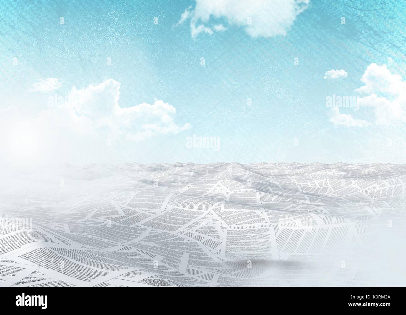 Digital composite of sea of documents in blue sky Stock Photo - Alamy
