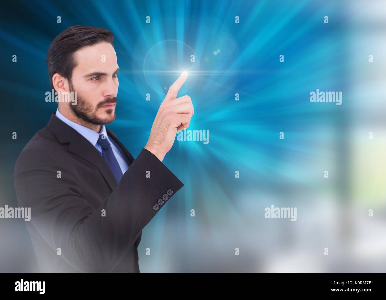 Digital composite of Man touching and interacting with transition ...