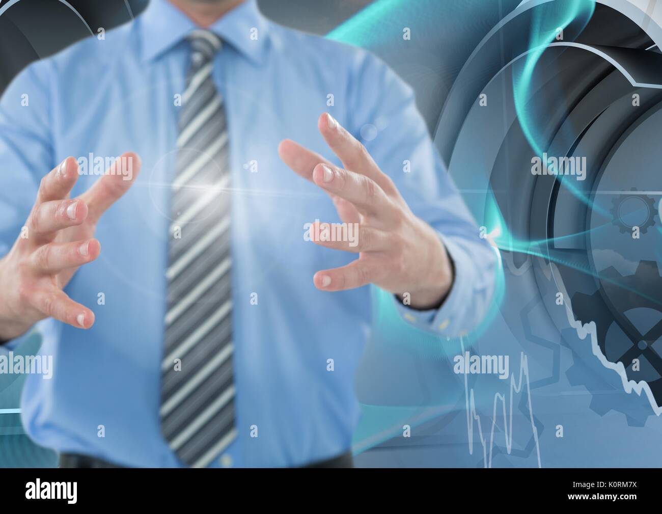 Digital composite of Man touching and interacting with transition ...