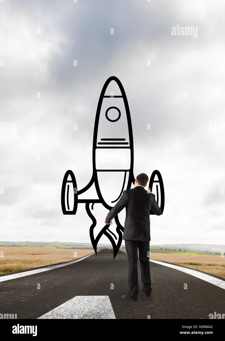 3d man sitting on rocket hi-res stock photography and images - Alamy