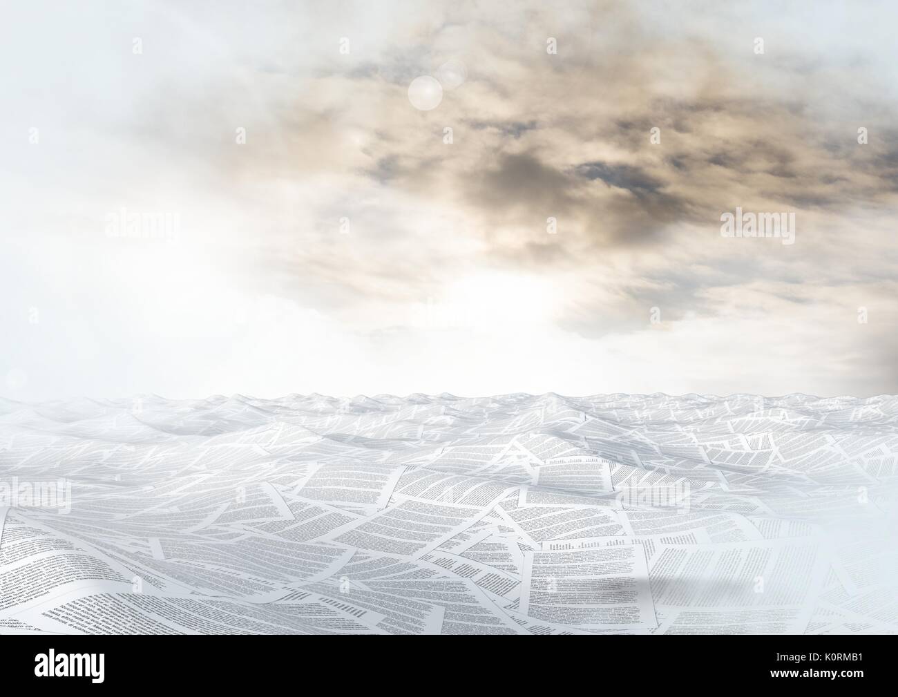 Digital composite of Bsea of documents under beige sky Stock Photo - Alamy