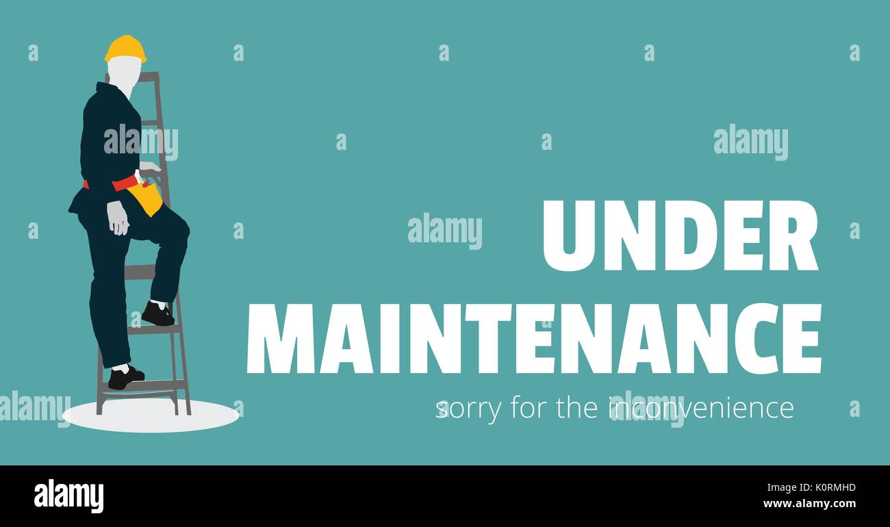 Digital composite of Under maintenance text with worker man ...