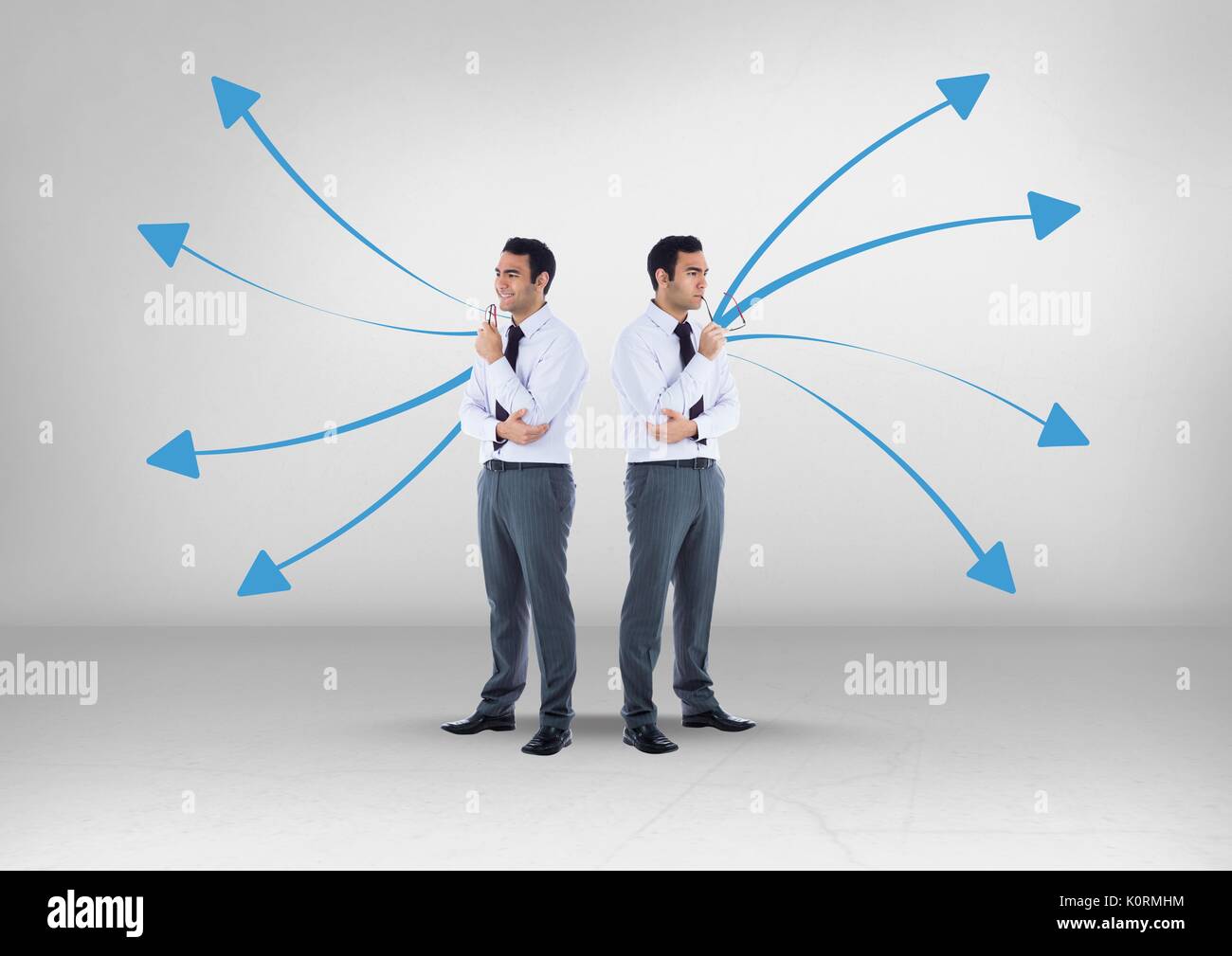 Digital composite of Left or right arrows directions with Businessman ...