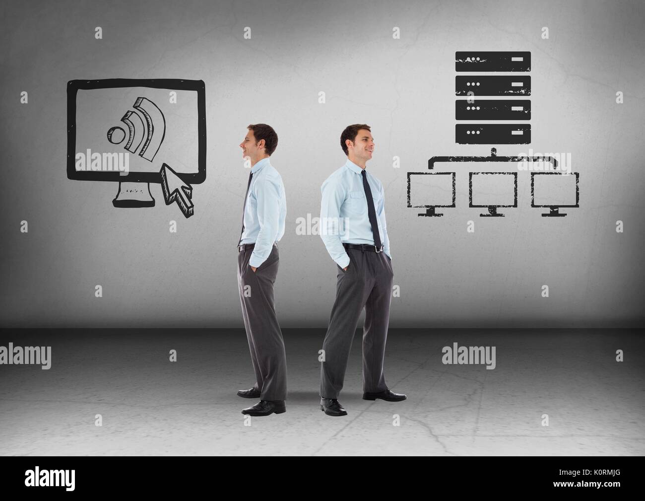 Digital composite of Computer wifi and computer servers storage with ...