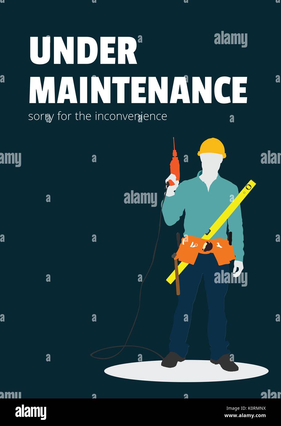 Digital composite of Under maintenance text with a worker man ...