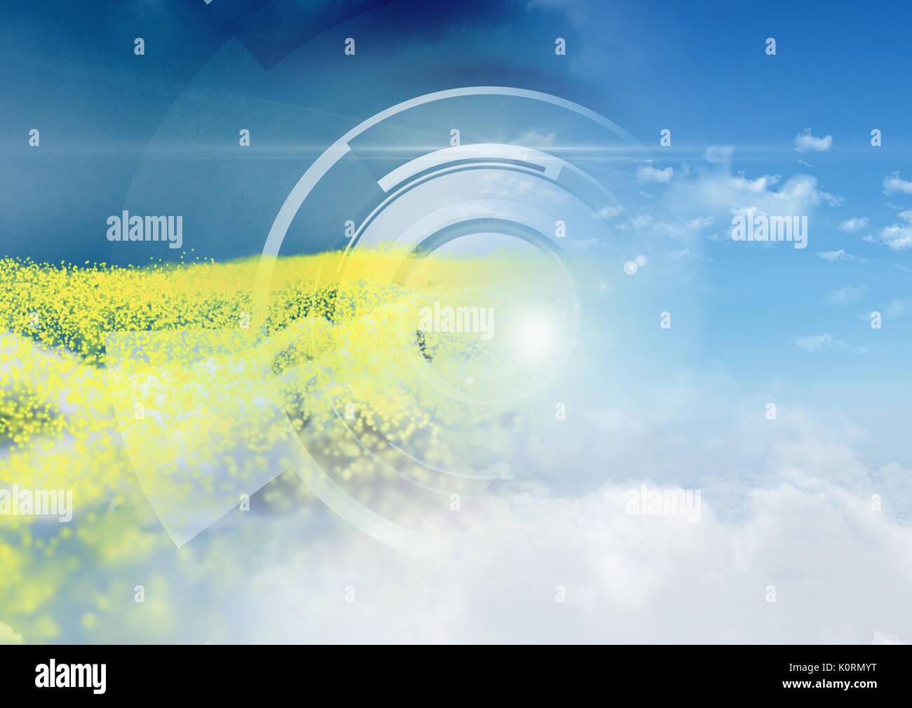 Digital composite of Abstract transition with sky interface Stock Photo ...
