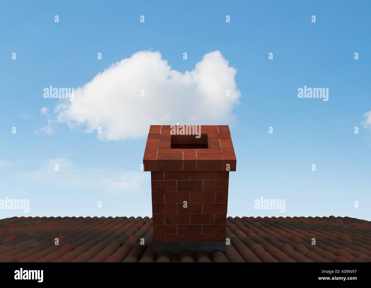 Digital composite of Roof with chimney and blue sky Stock Photo - Alamy