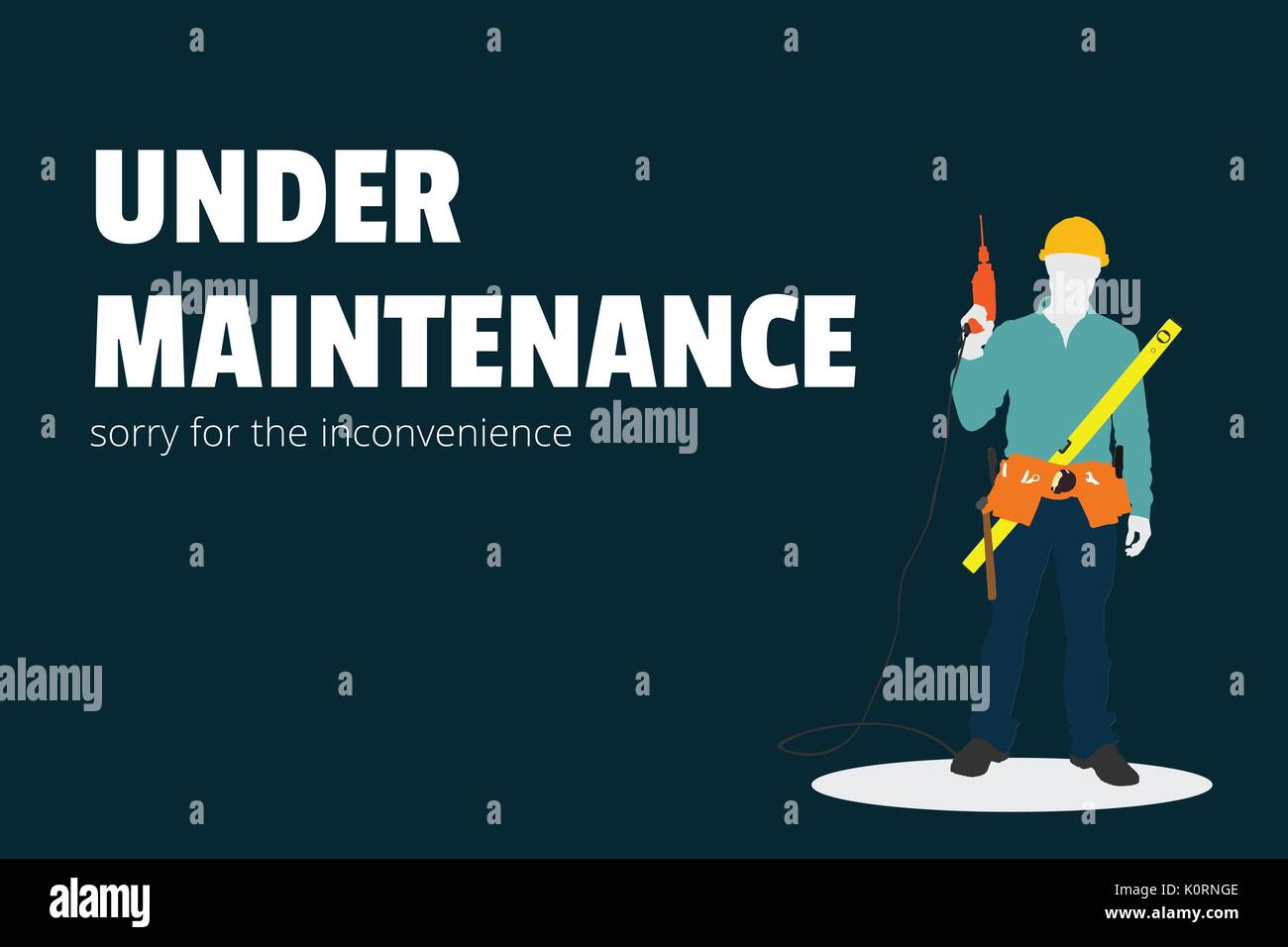 Digital composite of Under maintenance text with a worker man ...