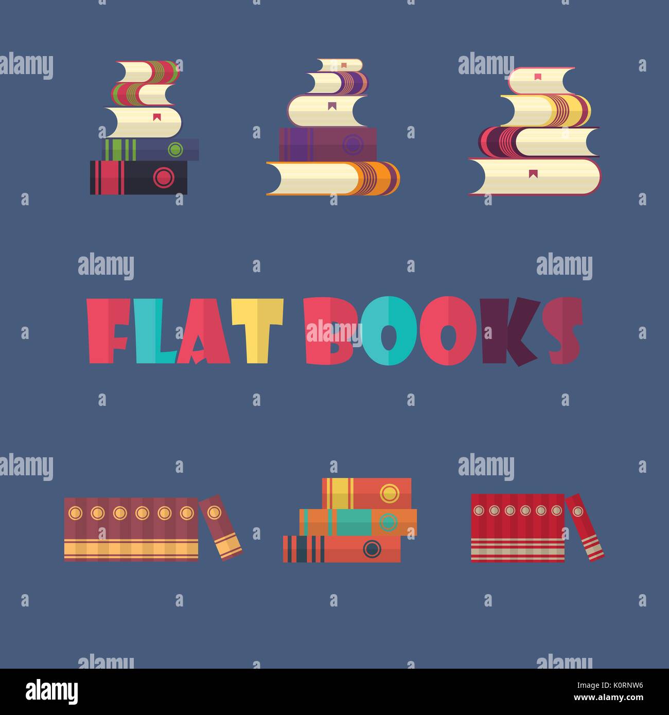 Set of Stacked Books in Flat Design Style Stock Vector Image & Art - Alamy
