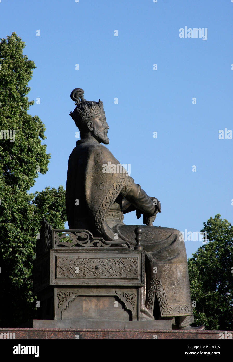 Amir Timur (Tamerlane)- statue in Samarkand, Uzbekistan. Central Asian ...