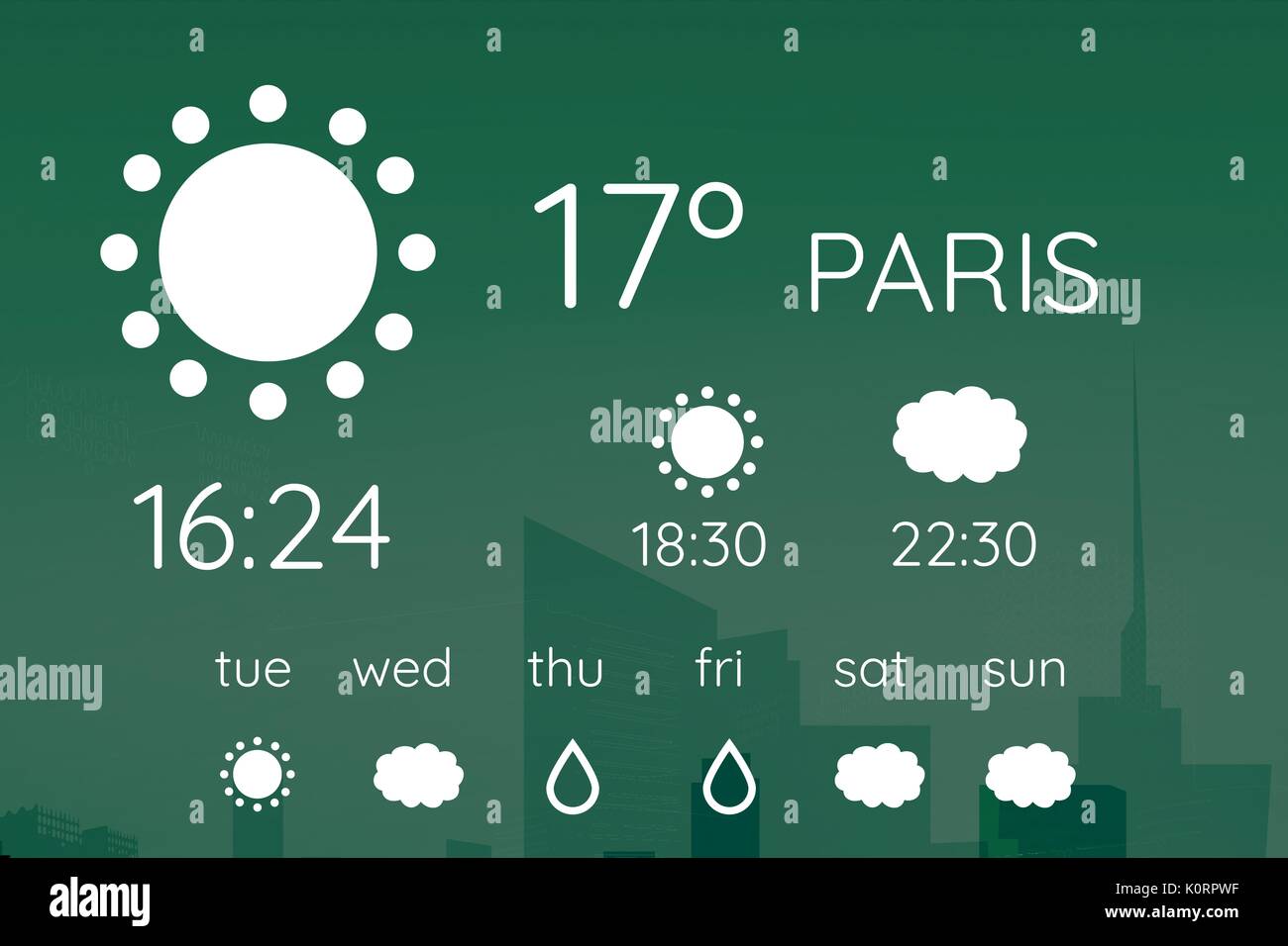 Digital composite of Weather forecast application interface Stock Photo ...