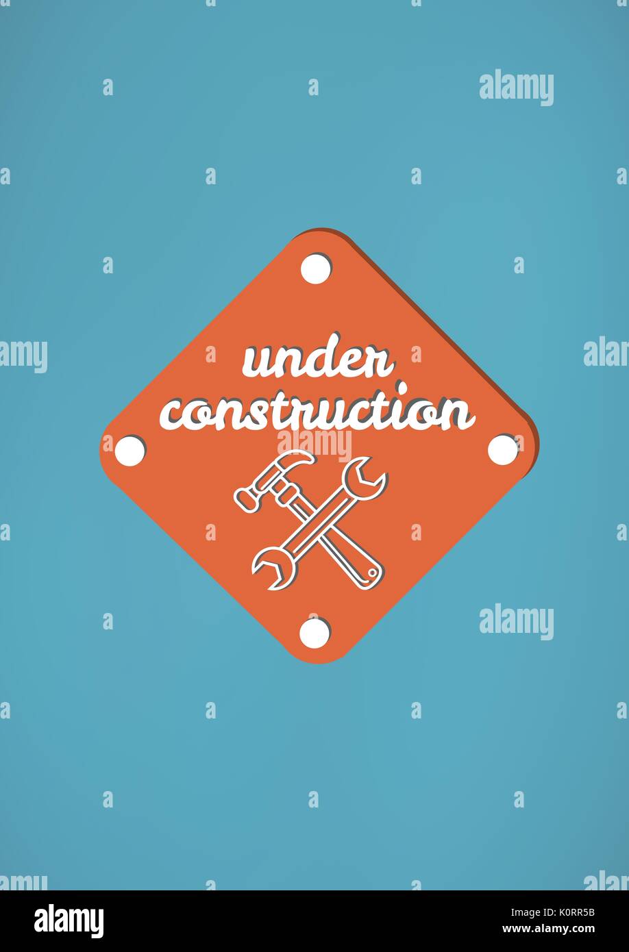 Digital composite of Under construction text with tools graphics in a ...