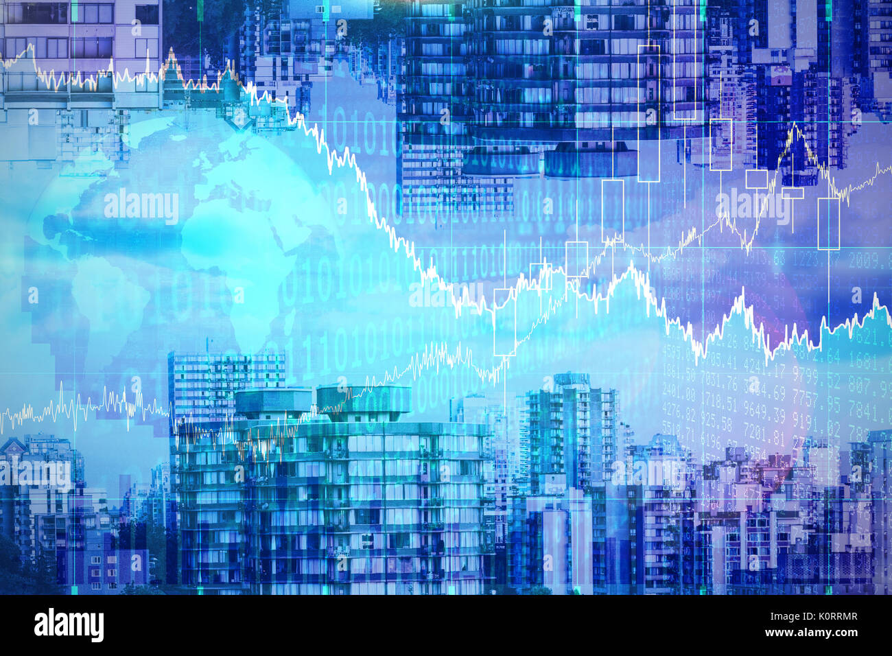 Stocks and shares against trees by buildings in city Stock Photo - Alamy