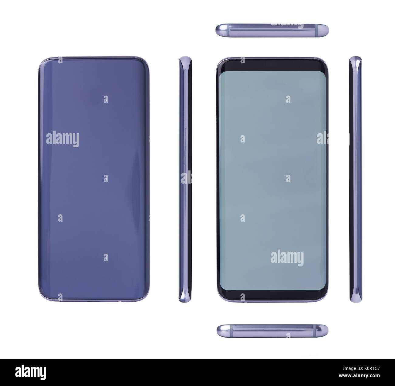 Different view of generic modern smartphone isolated on white ...