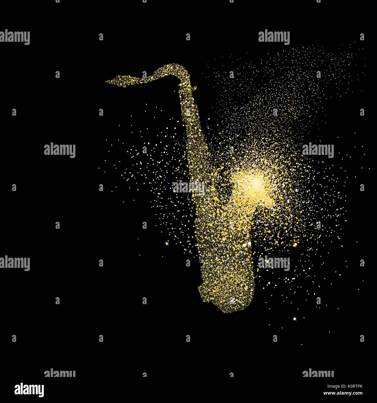 Sax symbol concept illustration, gold saxophone music icon made of ...