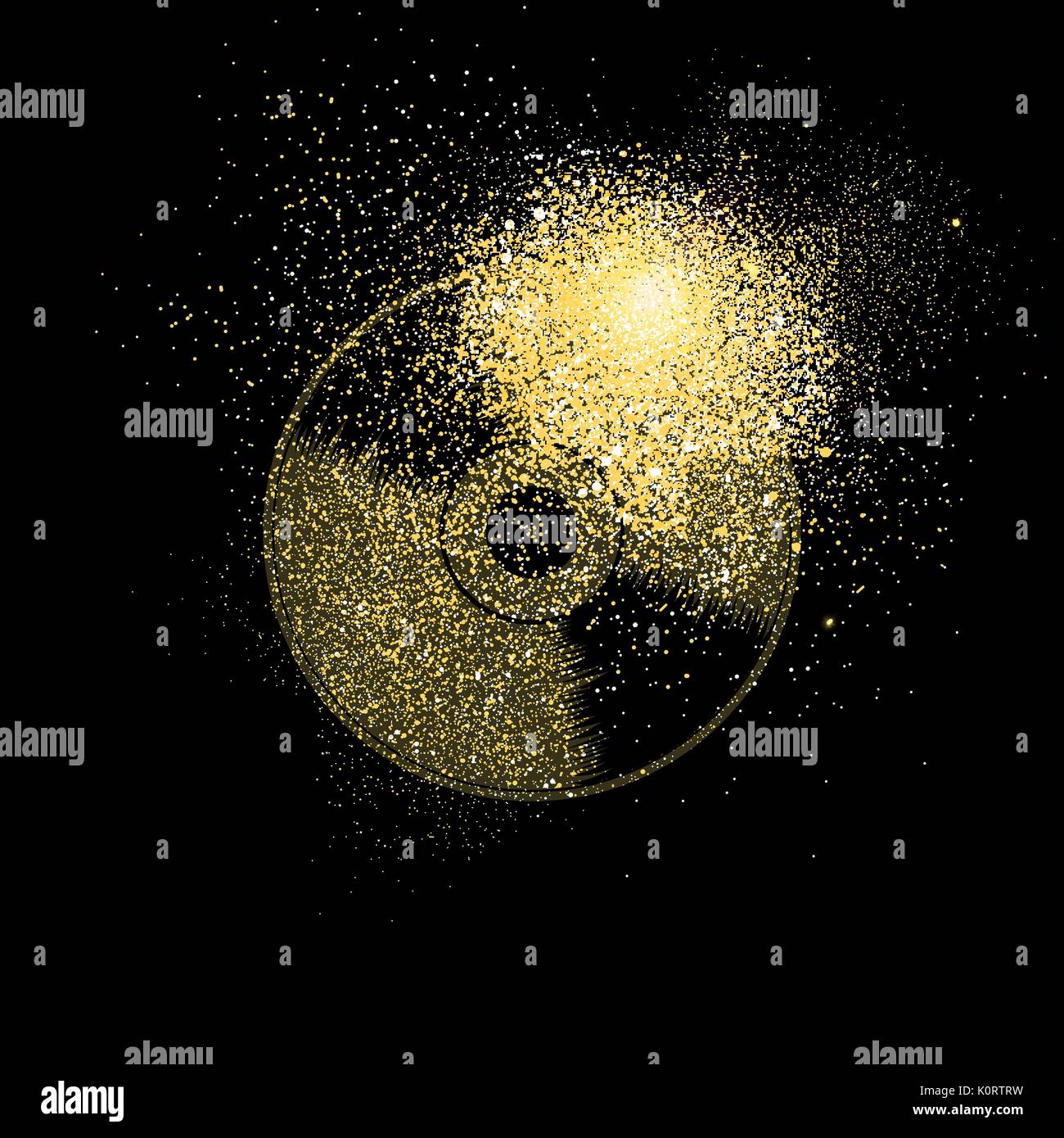 Vinyl cd symbol concept illustration, gold music icon made of realistic ...