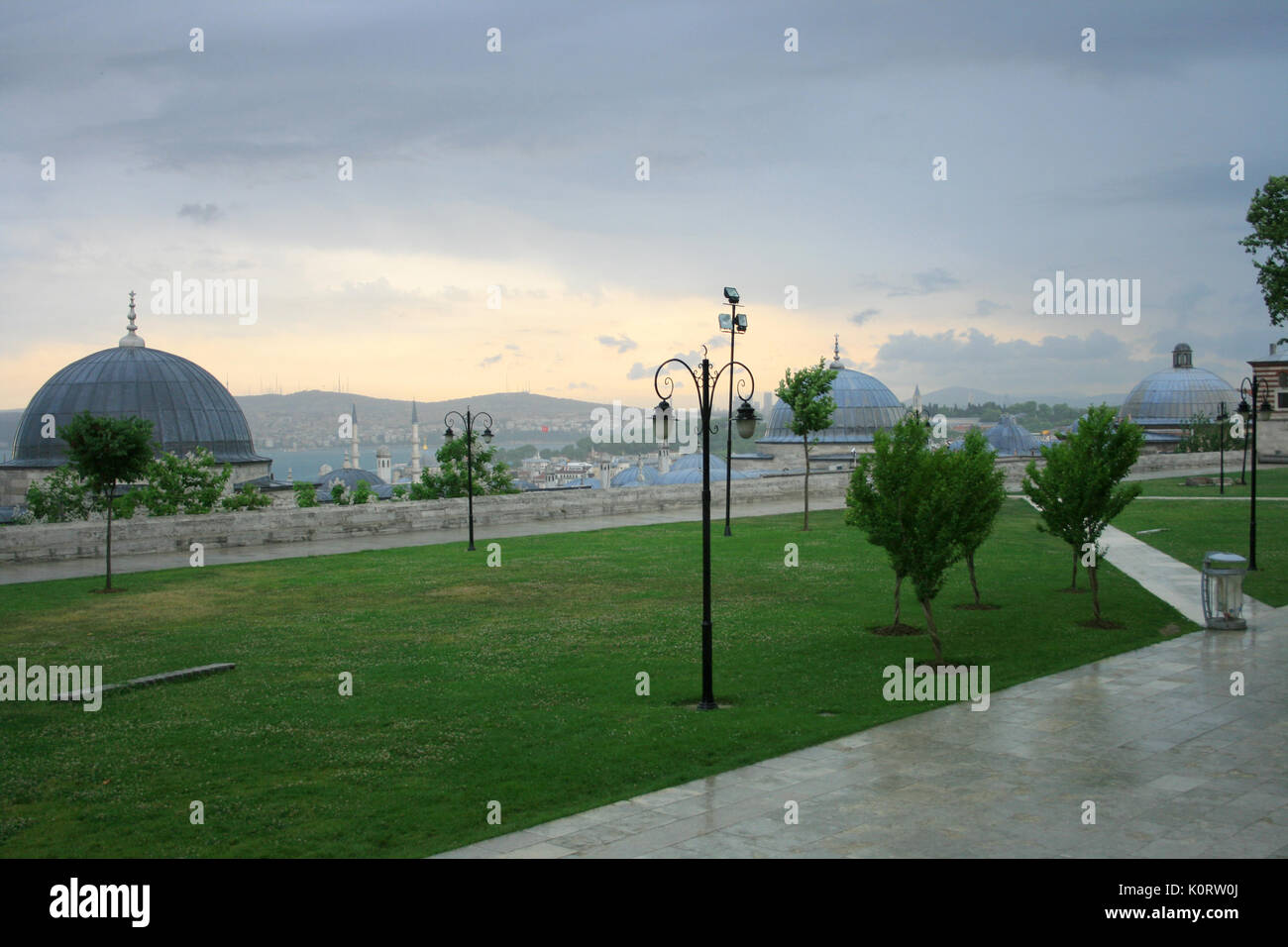 Domes of Suleymaniye Mosque Complex, The Bosphorus in Istanbul Stock ...