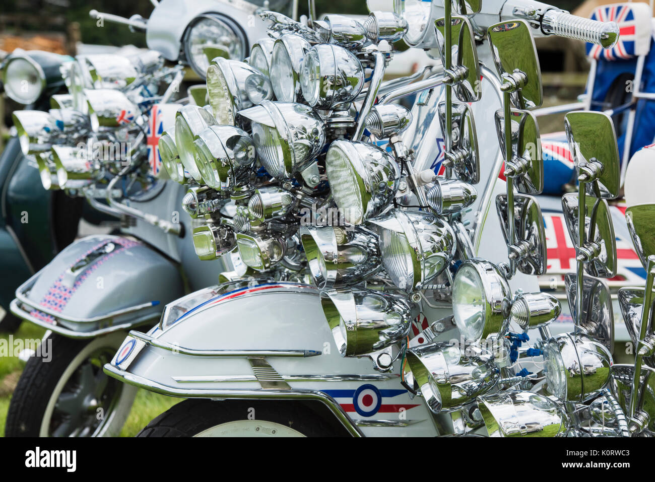 Mods vespa custom scooter covered with mirrors, lights, logos and ...