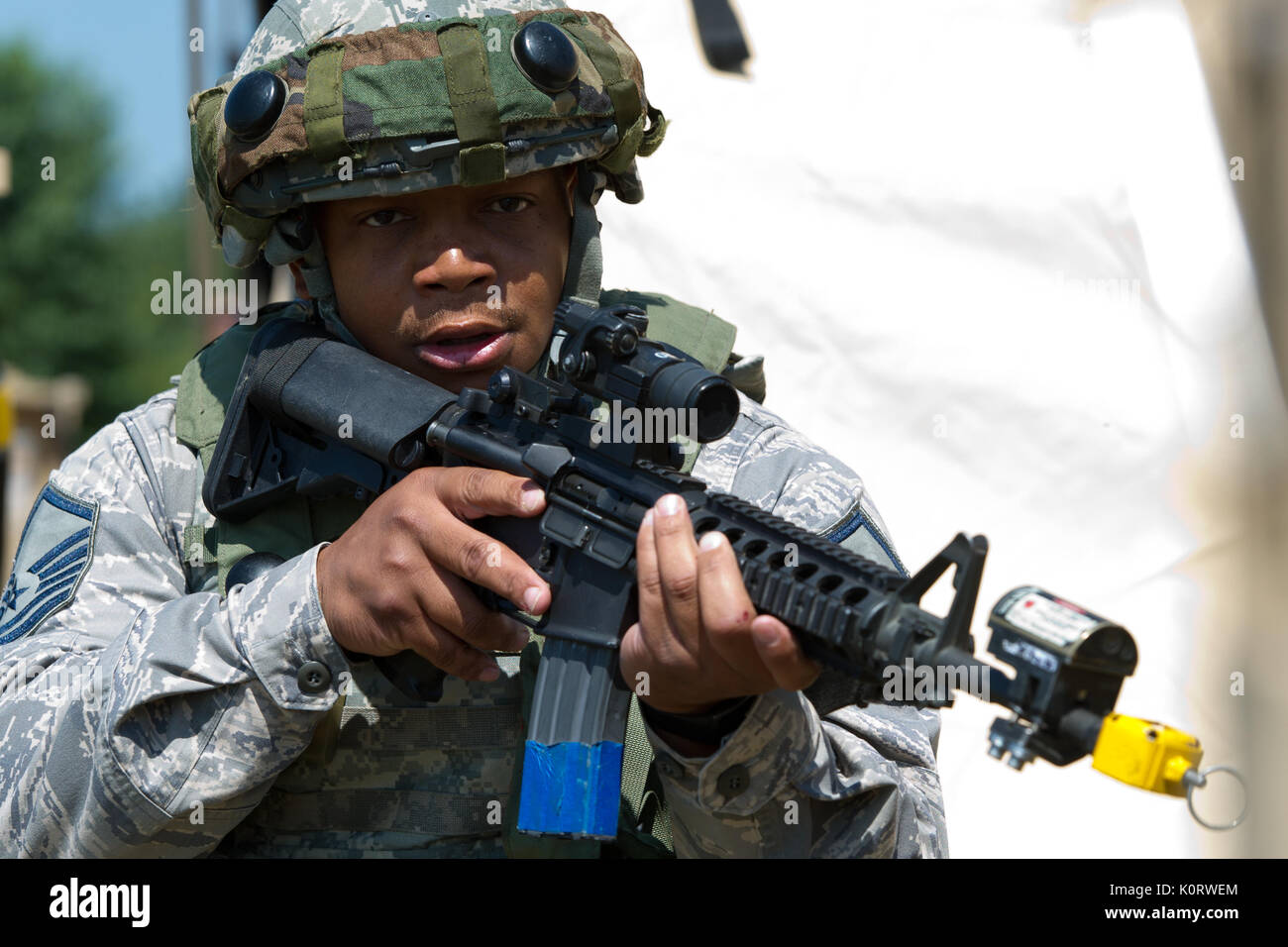 U.S. Air Force Master Sgt. Kentrill Rhodes, operations squad leader ...