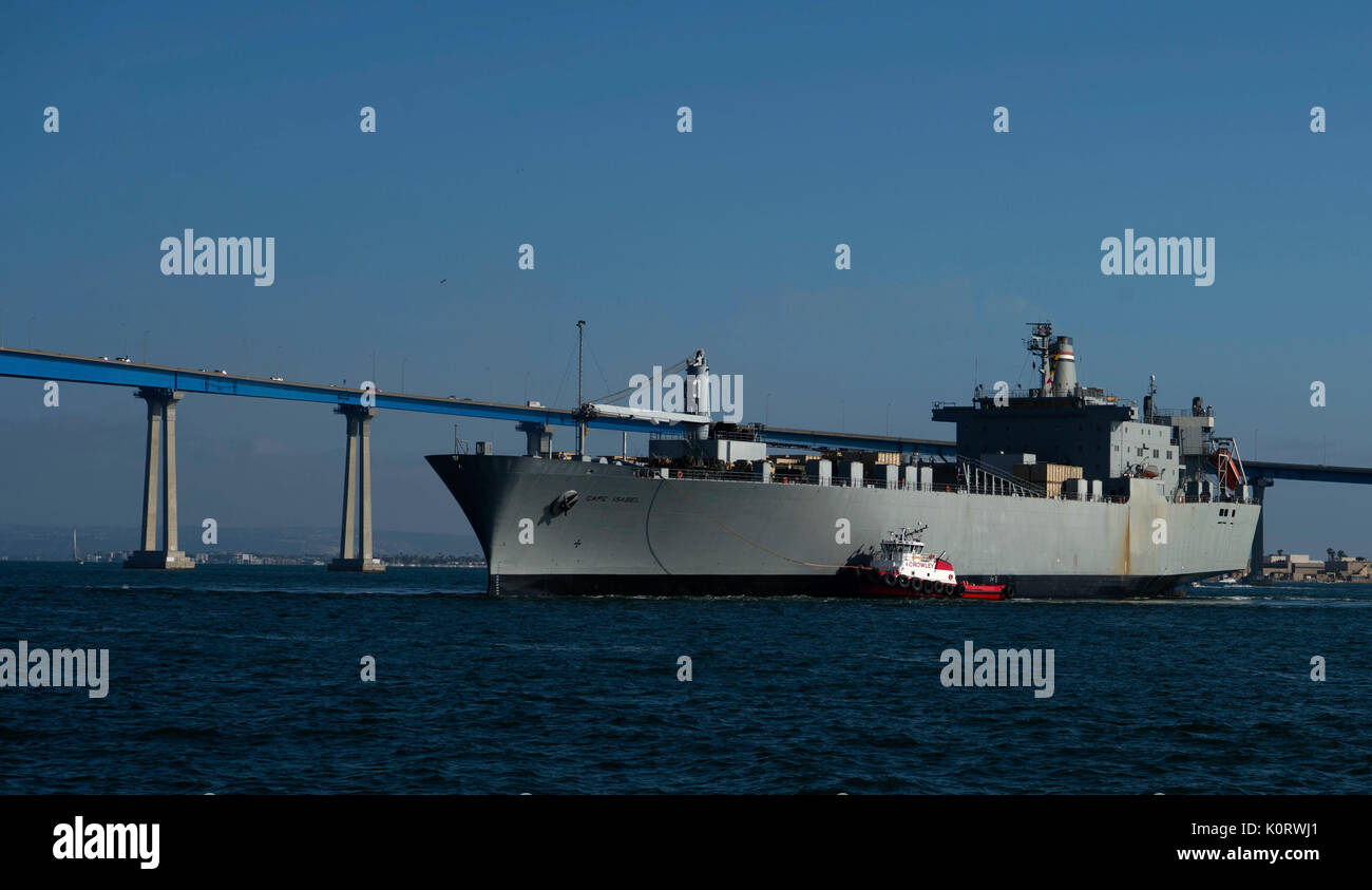 The USS Cape Isabel arrives at the Port of San Diego, Calif., for a ...