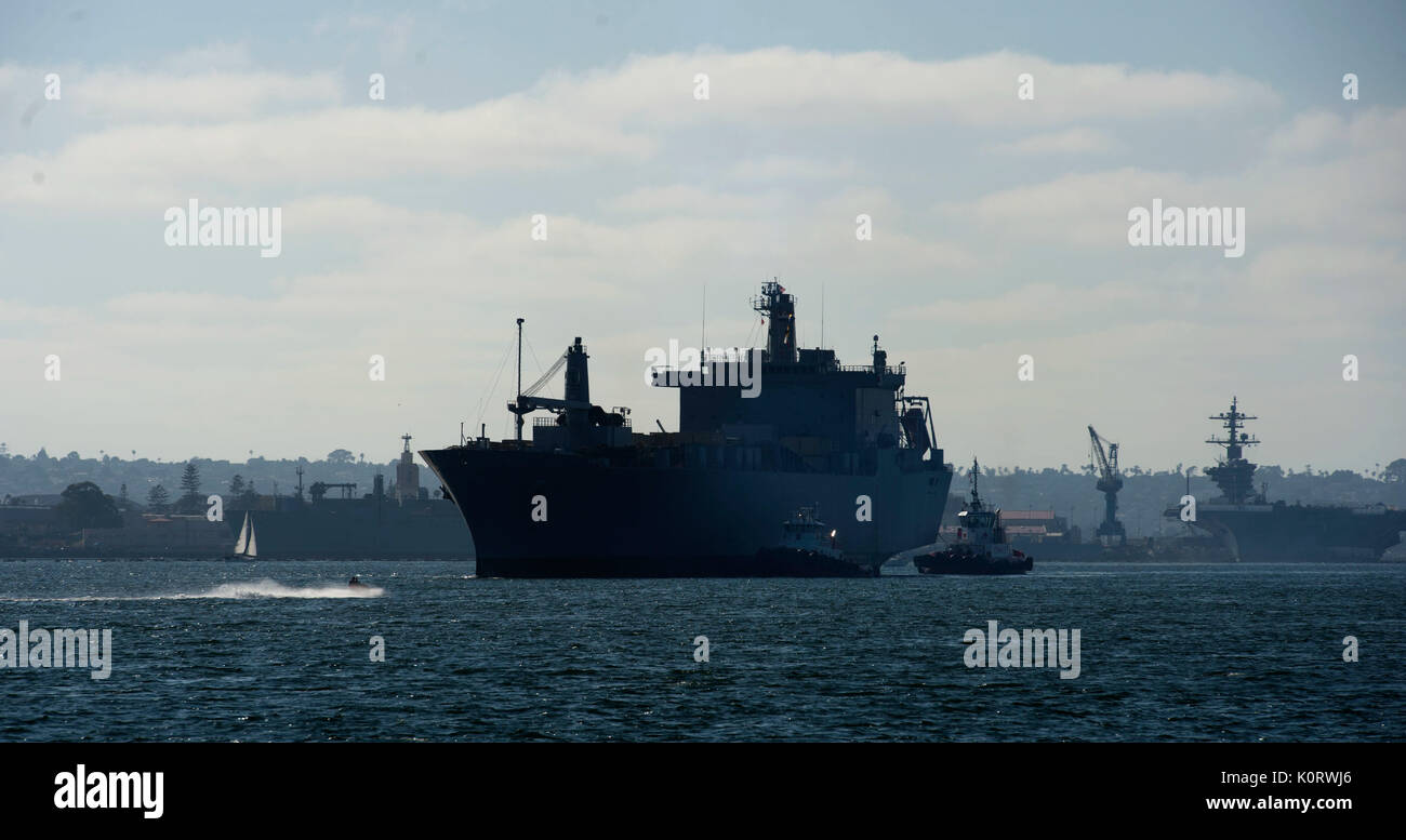 The USS Cape Isabel arrives at the Port of San Diego, Calif., for a ...
