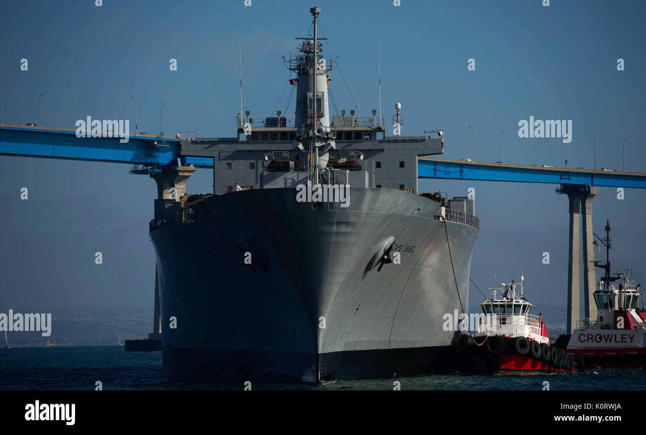 The USS Cape Isabel arrives at the Port of San Diego, Calif., for a ...