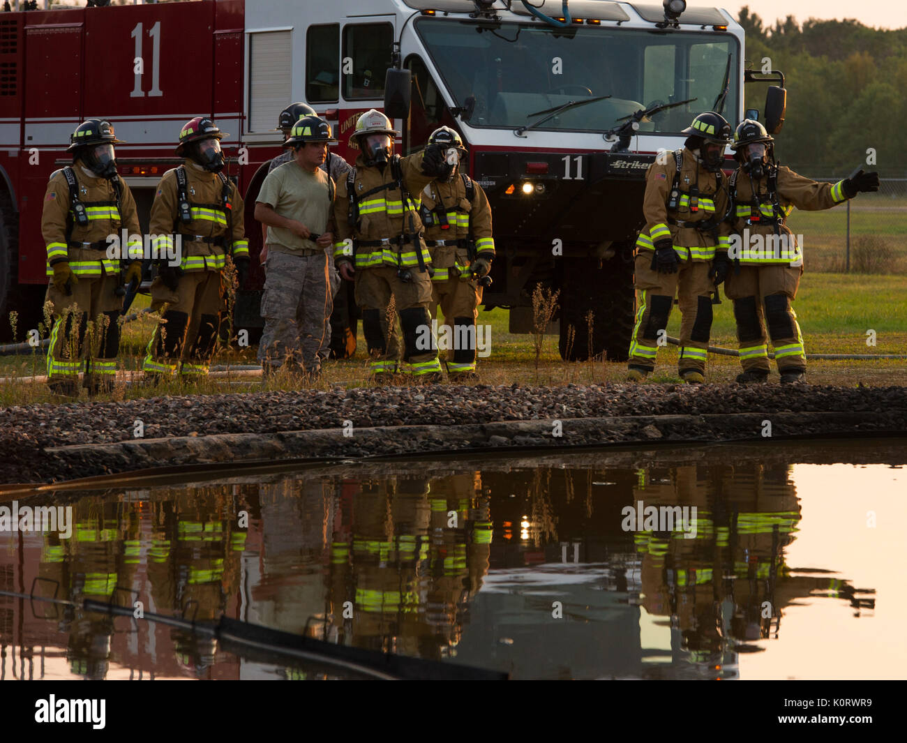 U.S. Air Force firefighters assigned to the 349th Civil Engineer ...
