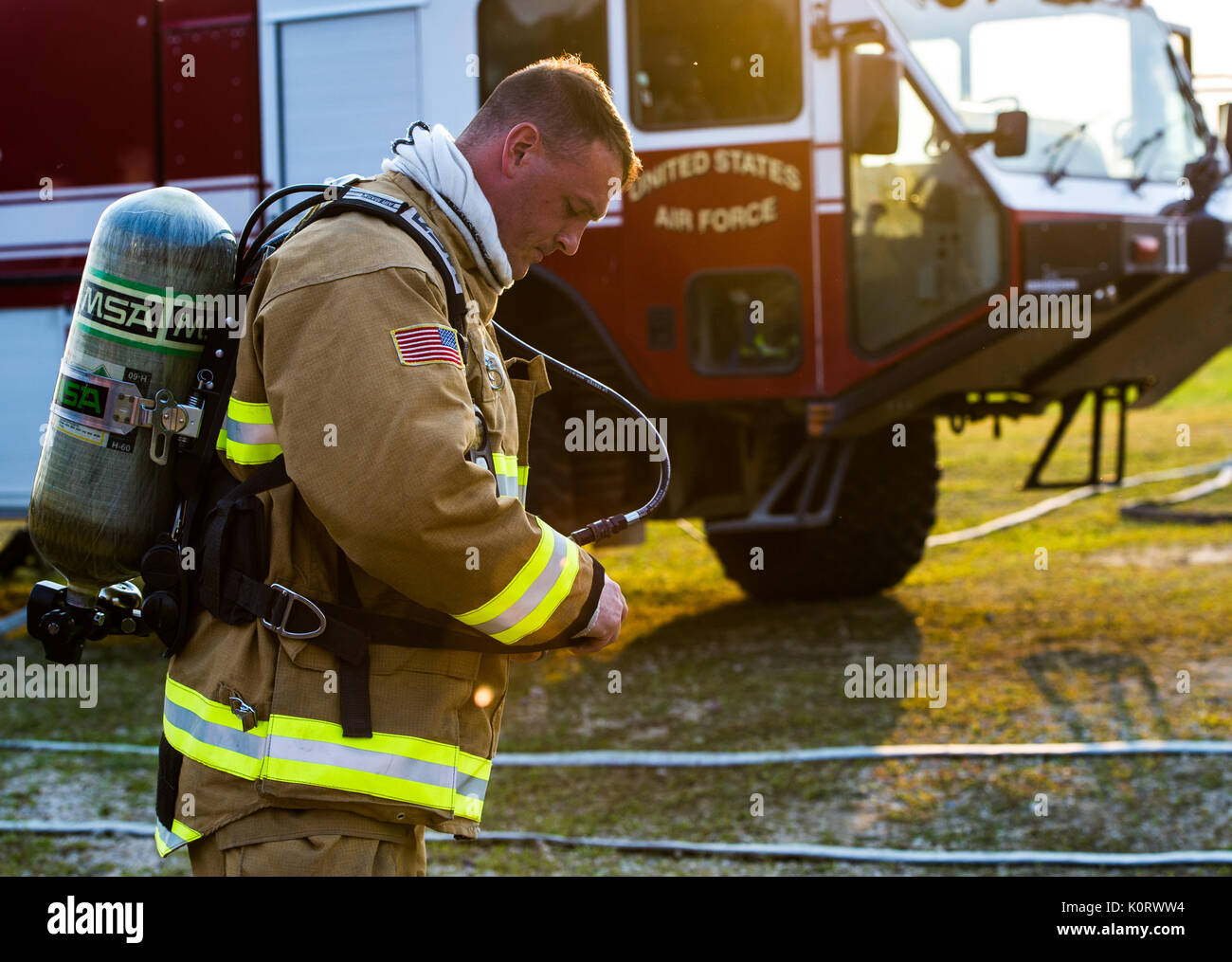 Air Force firefighters conduct JP8 fuel burn training at Sparta/Ft ...