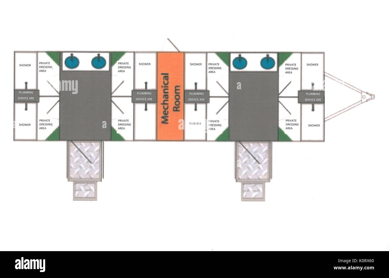 Shown is a floor plan of the temporary showers that will be available ...