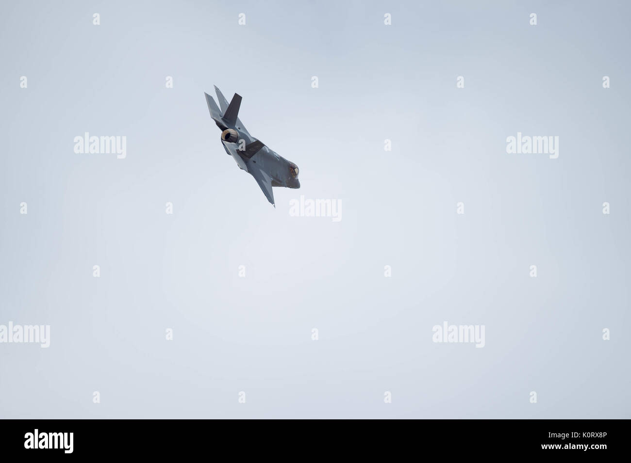 An F-35A Lightning II flies over the flightline at Luke Air Force Base ...