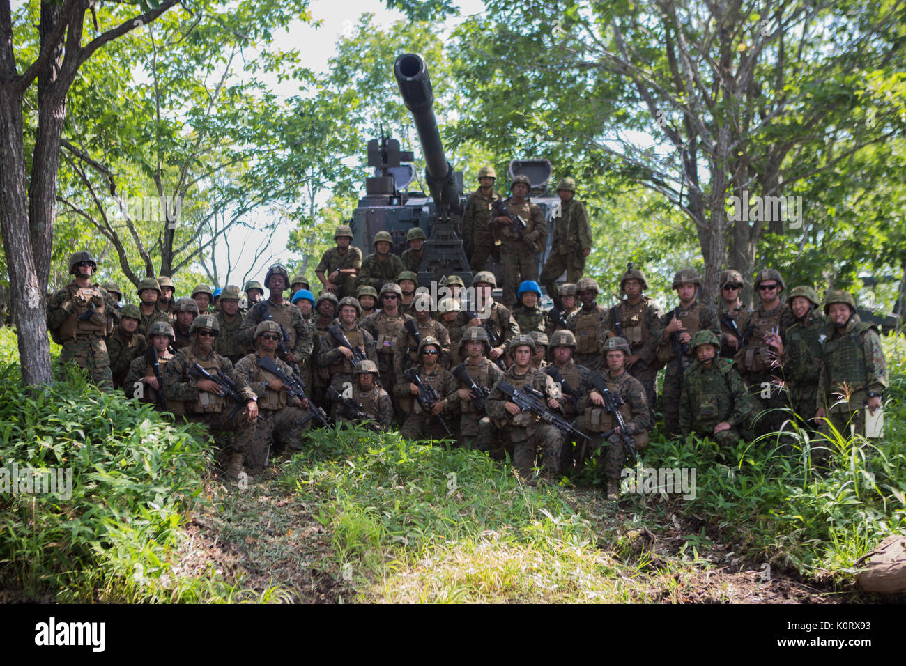 U.S Marines and Japanese Ground Self Defense Force soldiers pose for a ...