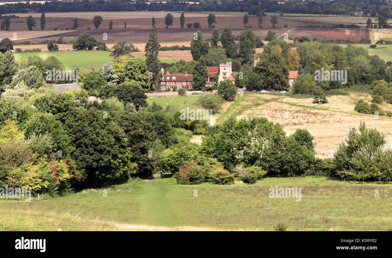 Hamlet of Little Wiitenham viewed from the top of Wittenham clumps ...